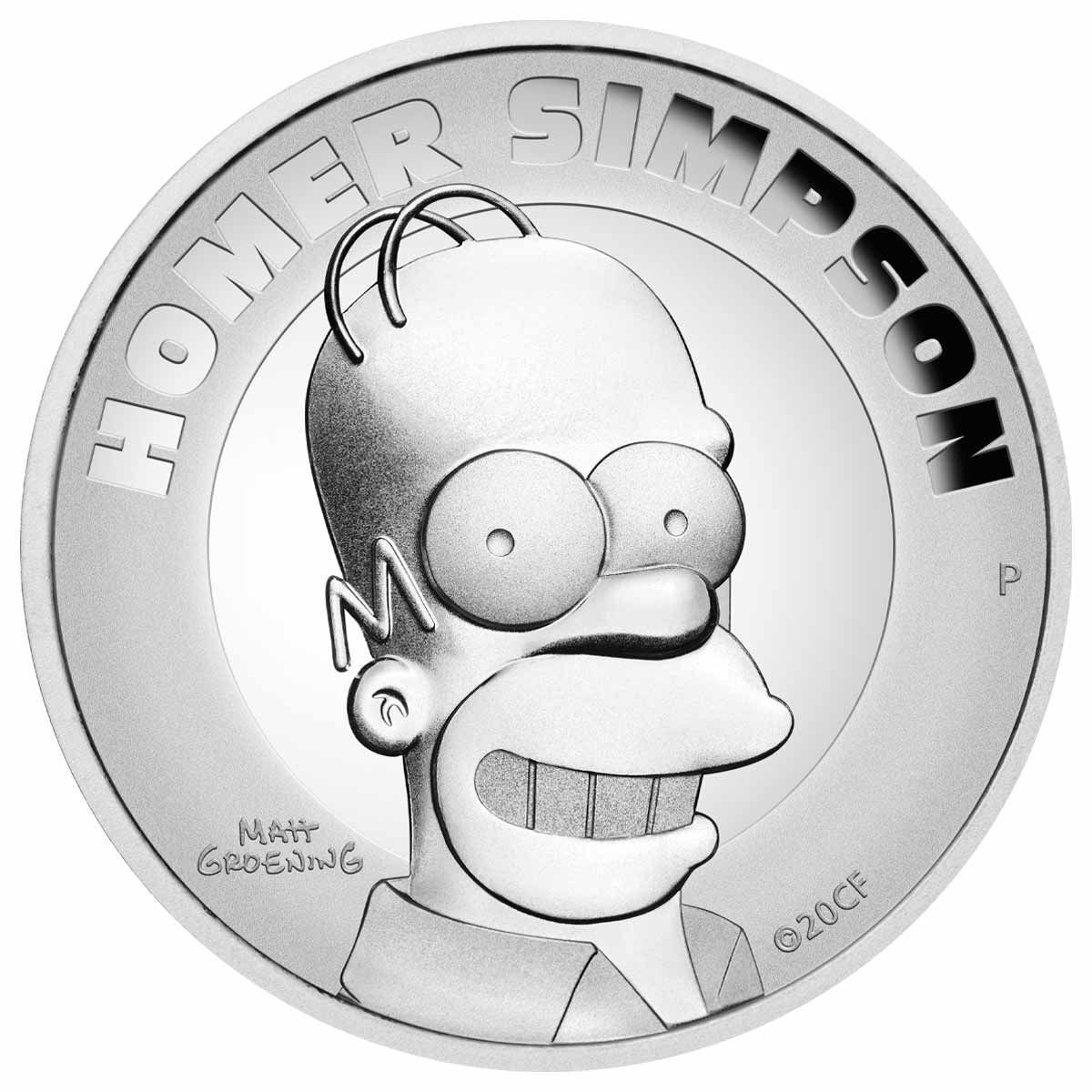 2021 $2 Homer Simpson 2oz Silver Proof Coin - Aussie Coins and Notes