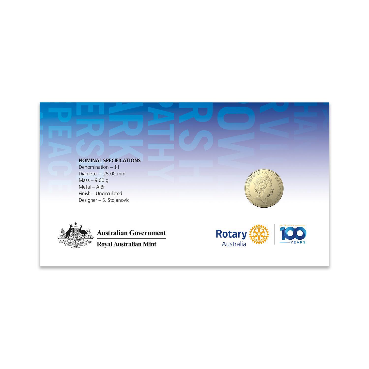 2021 $1 Centenary Of Rotary Australia PNC - Aussie Coins and Notes