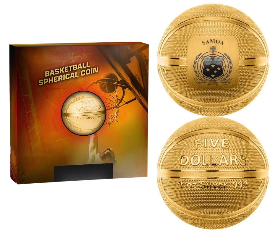 Gold Plated Basketball 1 Oz Silver