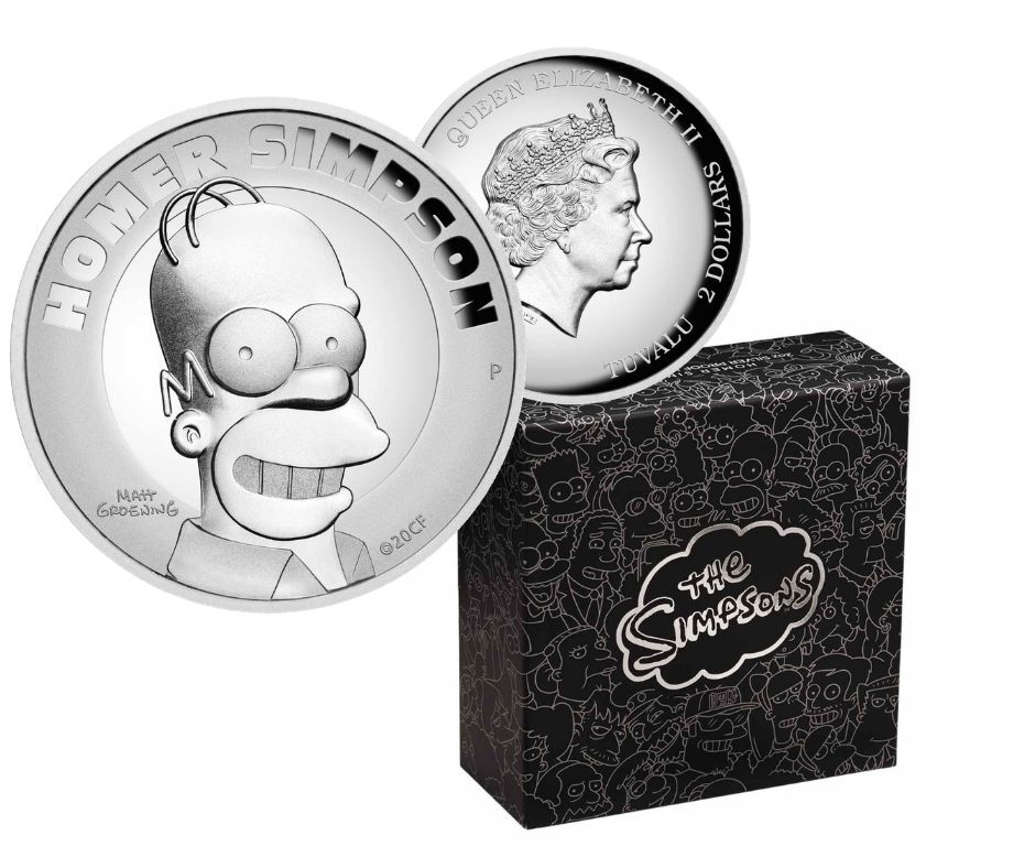 2021 $2 Homer Simpson 2oz Silver Proof Coin - Aussie Coins and Notes