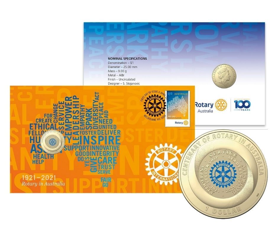 2021 $1 Centenary Of Rotary Australia PNC - Aussie Coins and Notes